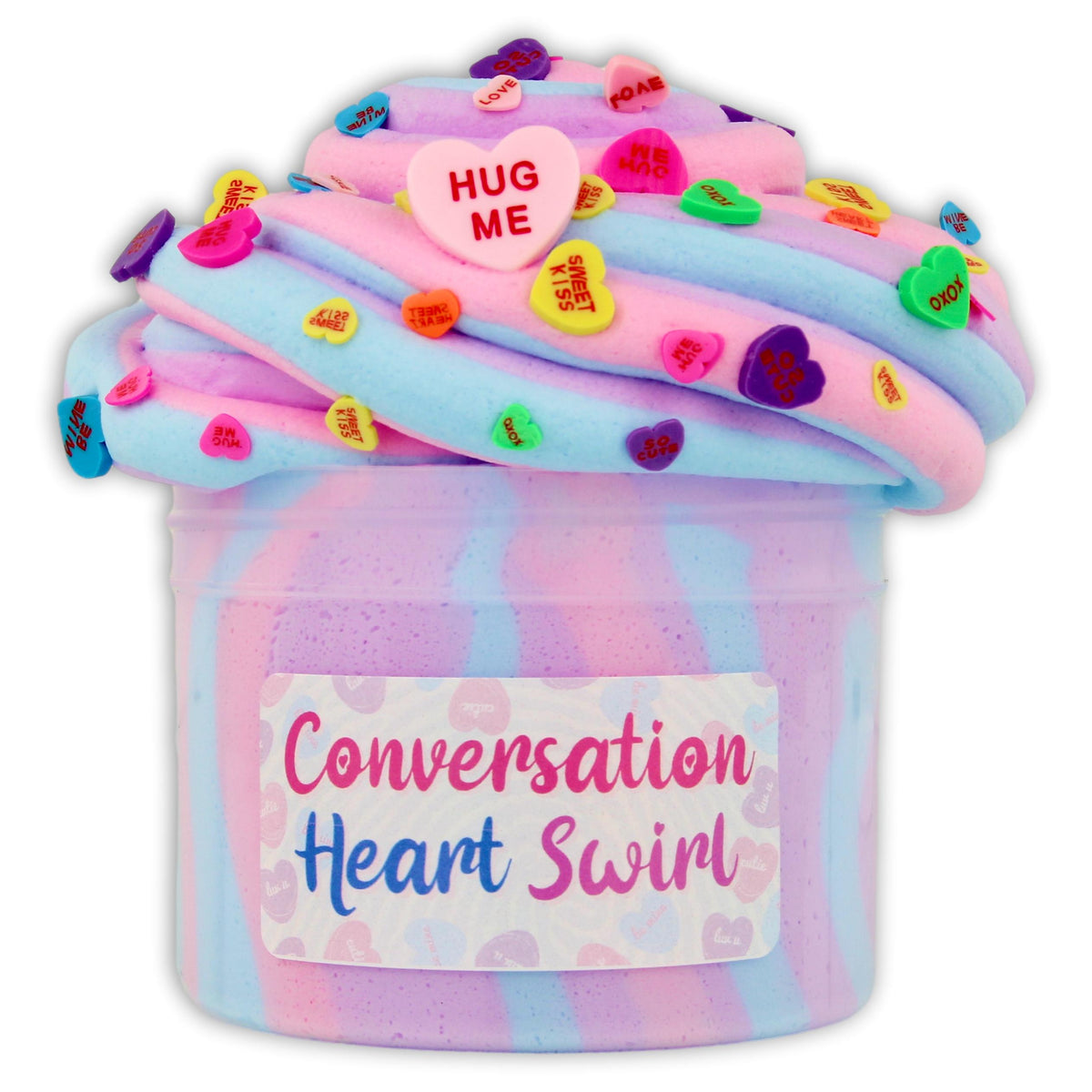Conversation Heart Swirl Valentines Slime - Shop Slime - Dope Slimes