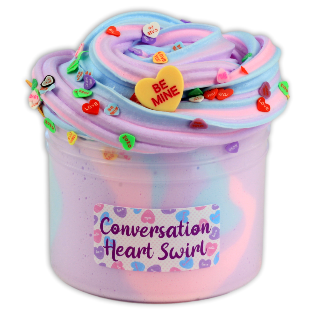 Conversation Heart Swirl Valentines Slime - Shop Slime - Dope Slimes